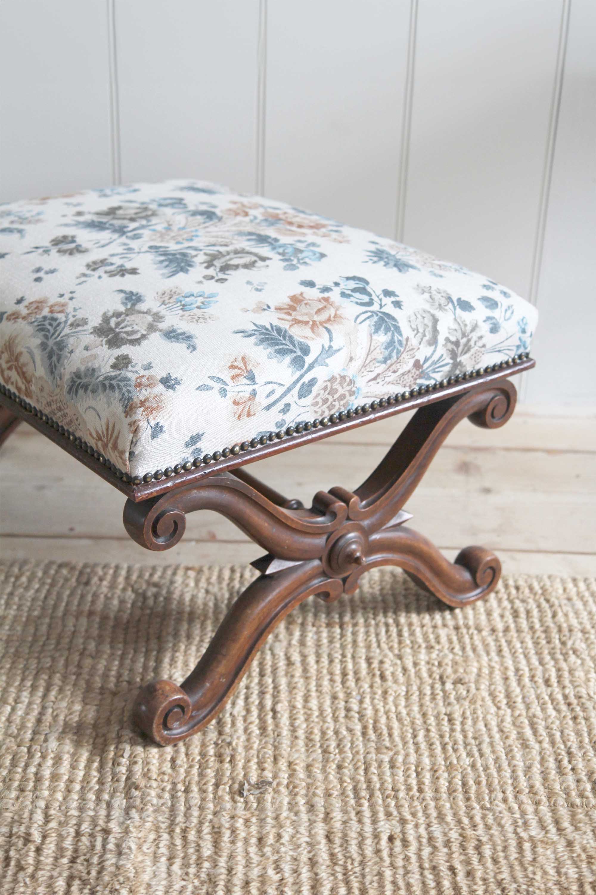 Antique Upholstered Footstool Domestic Science Home