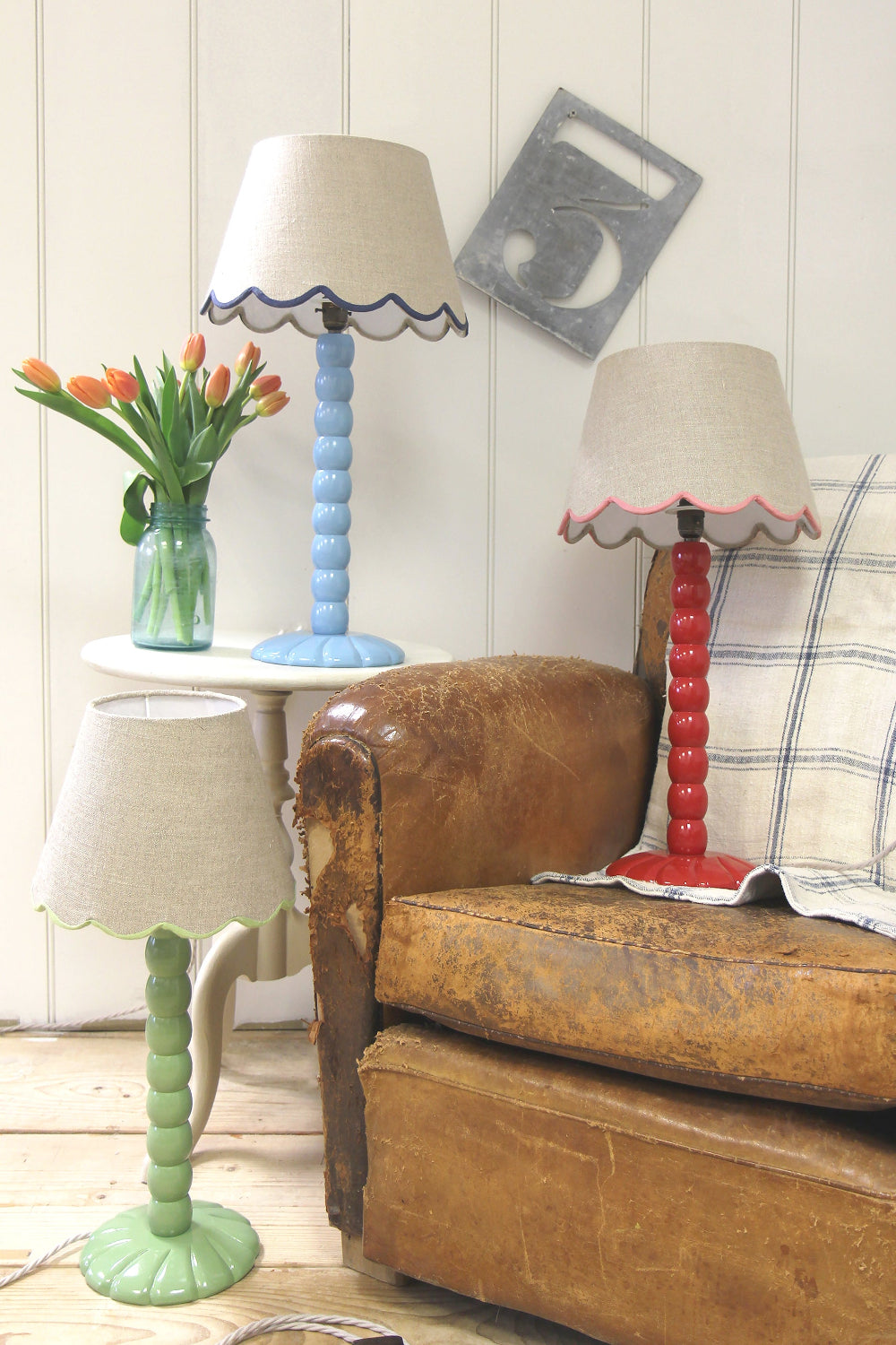 Ditto Turned Wooden Bobbin Lamp / Red – Domestic Science Home