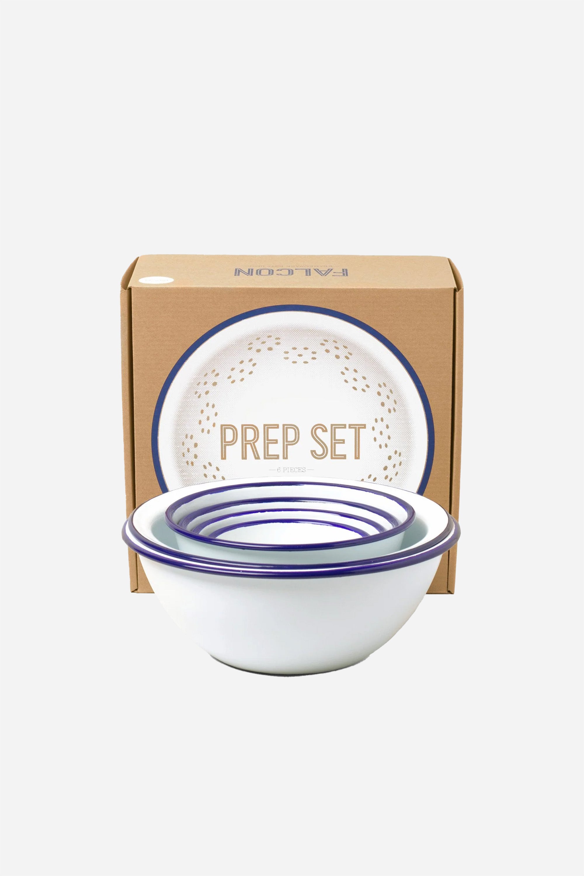 Falcon Enamelware Prep Set / White w. Blue Rim – Domestic Science Home