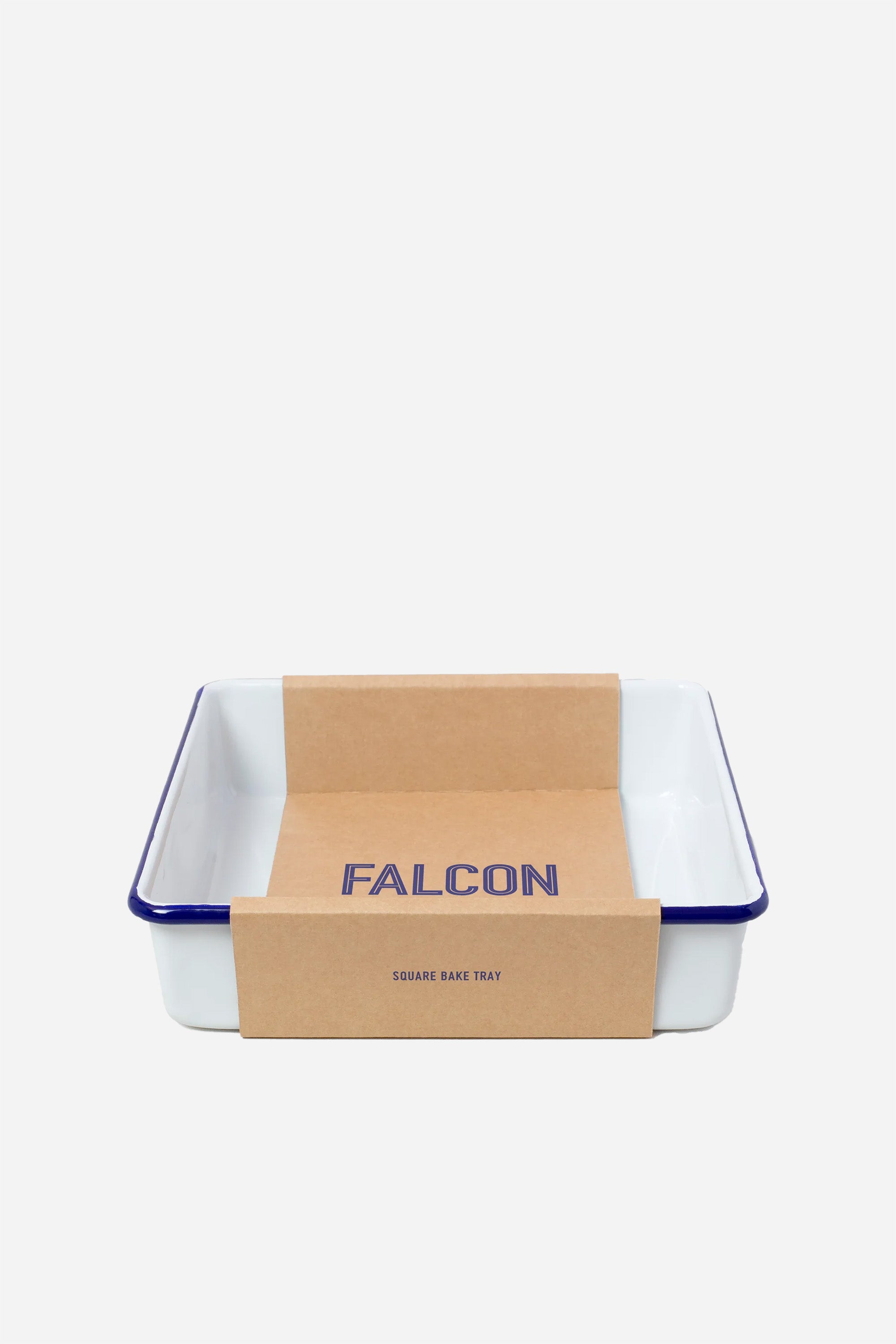 Falcon Square Baking Tray / White w. Blue Rim – Domestic Science Home